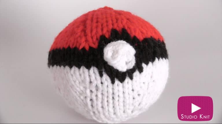 How to Knit a Ball (Poke Ball Pattern) - Studio Knit