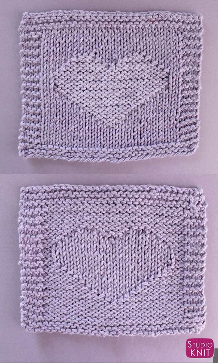 Easy Heart Square Stitch Knitting Pattern - Studio Knit