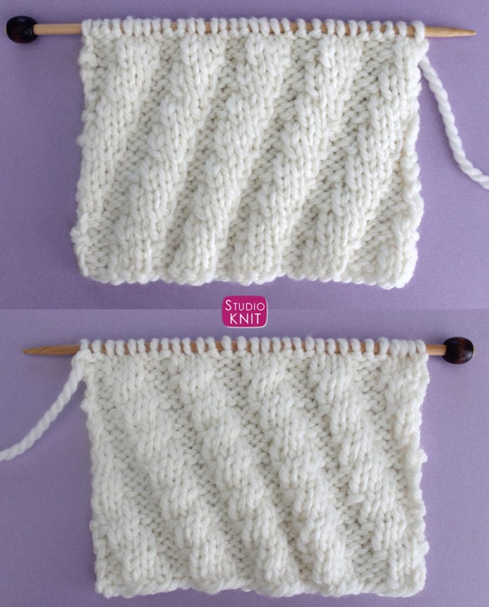 Diagonal Spiral Rib Stitch Knitting Pattern - Studio Knit