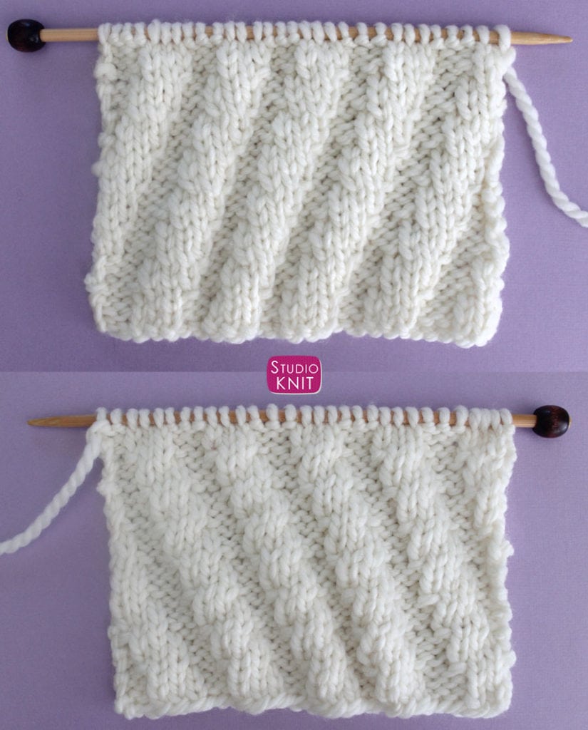 Diagonal Spiral Rib Stitch Knitting Pattern - Studio Knit