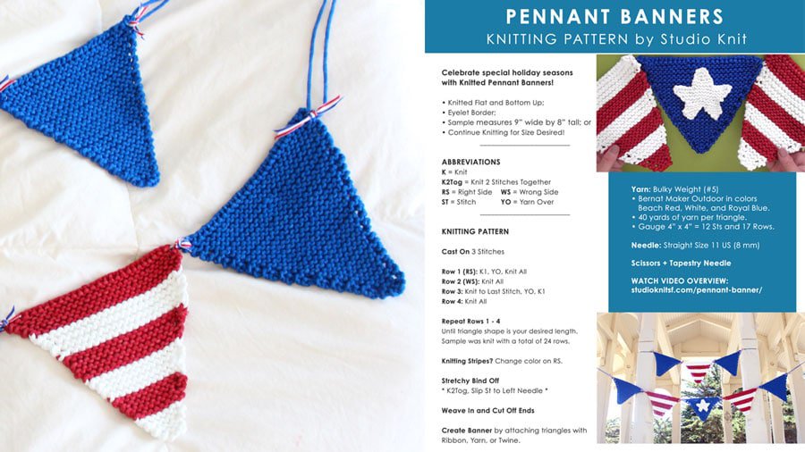 Triangular Pennant Banner (Knitting Pattern) | Studio Knit