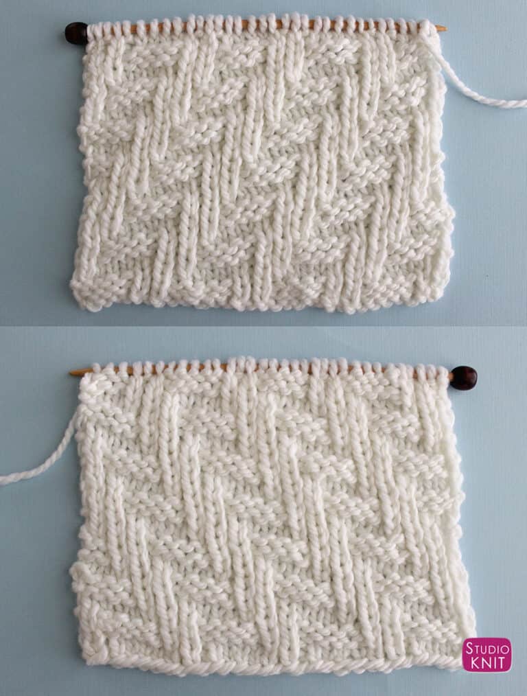 Diagonal Chevron Zigzag Stitch Knitting Pattern for Beginners - Studio Knit