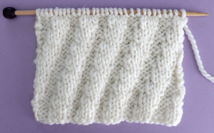 Diagonal Spiral Rib Stitch Knitting Pattern | Studio Knit