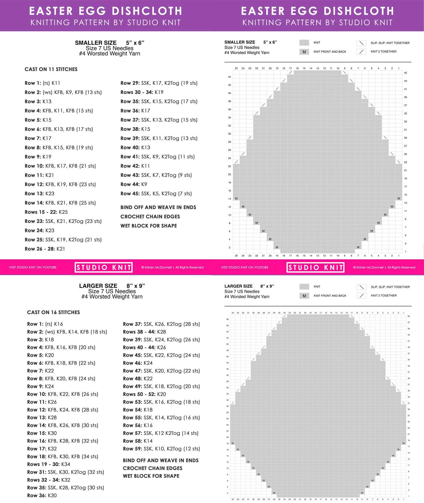 Easy Easter Egg Dishcloth Knitting Pattern | Studio Knit