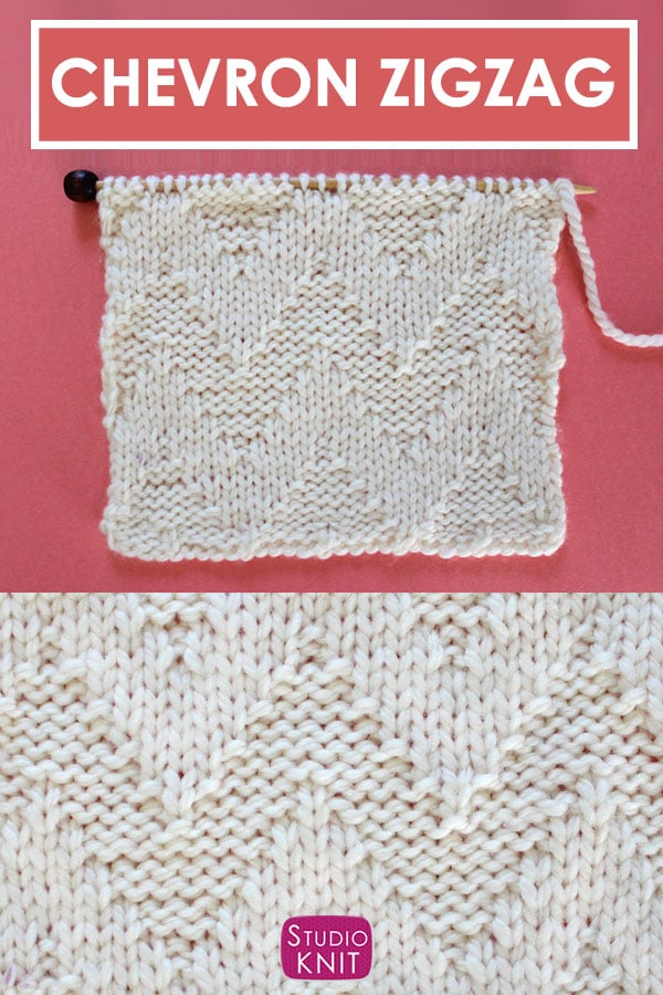 Wide Chevron Zigzag Stitch Knitting Pattern for Beginners - Studio Knit