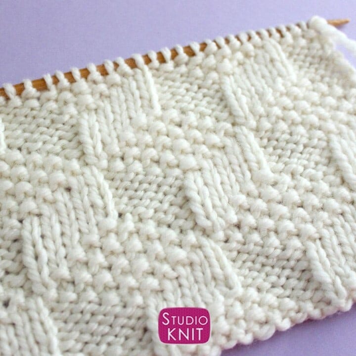 Tumbling Moss Block Stitch Knitting Pattern for Beginners - Studio Knit