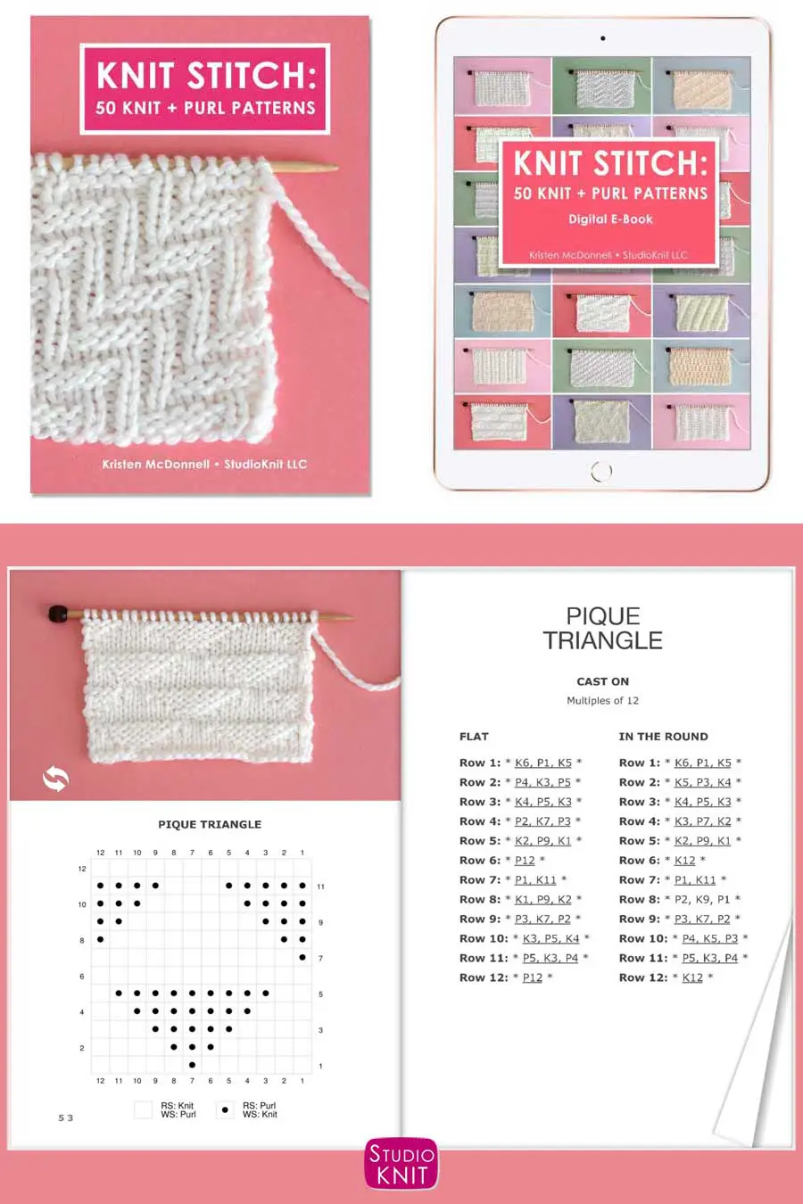Pique Triangle Stitch Knitting Pattern for Beginners - Studio Knit