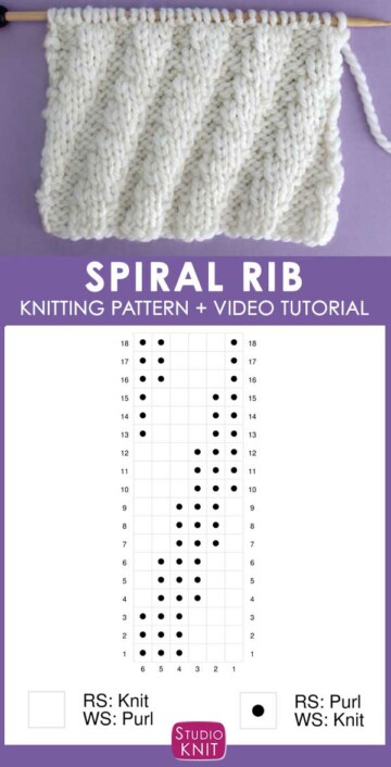 Diagonal Spiral Rib Stitch Knitting Pattern - Studio Knit