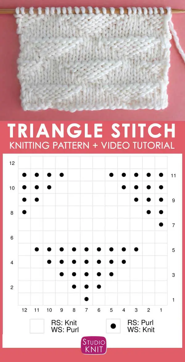 Pique Triangle Stitch Knitting Pattern for Beginners - Studio Knit