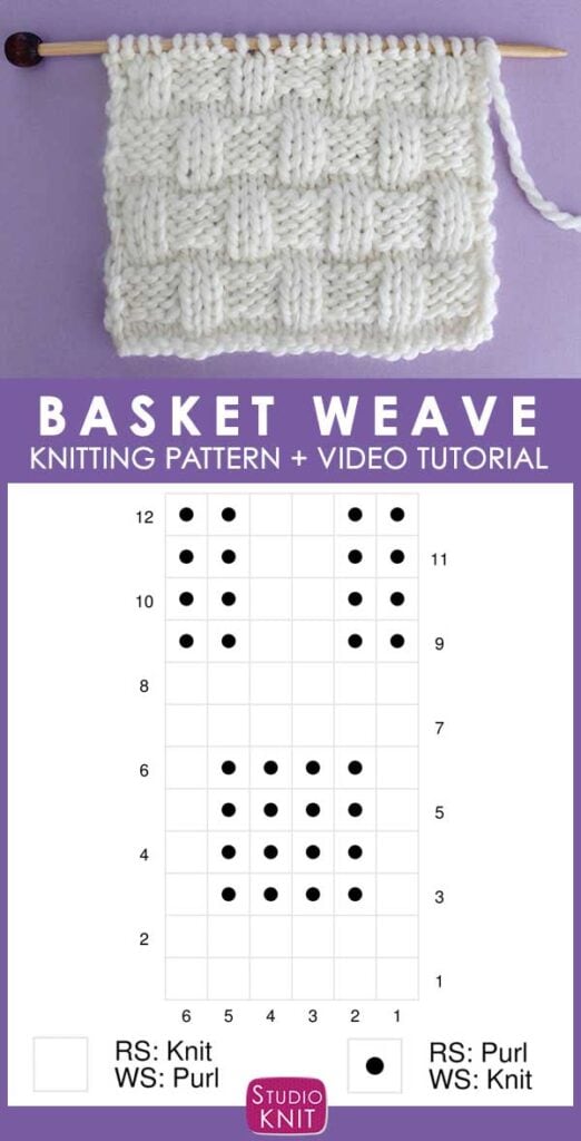Basket Weave Stitch Knitting Pattern for Beginners - Studio Knit