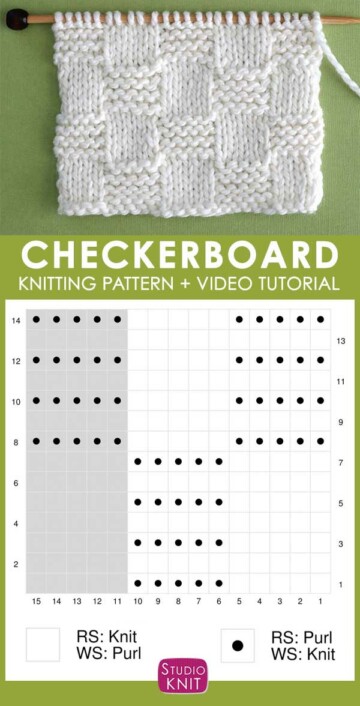 Garter Checkerboard Stitch Knitting Pattern for Beginners - Studio Knit