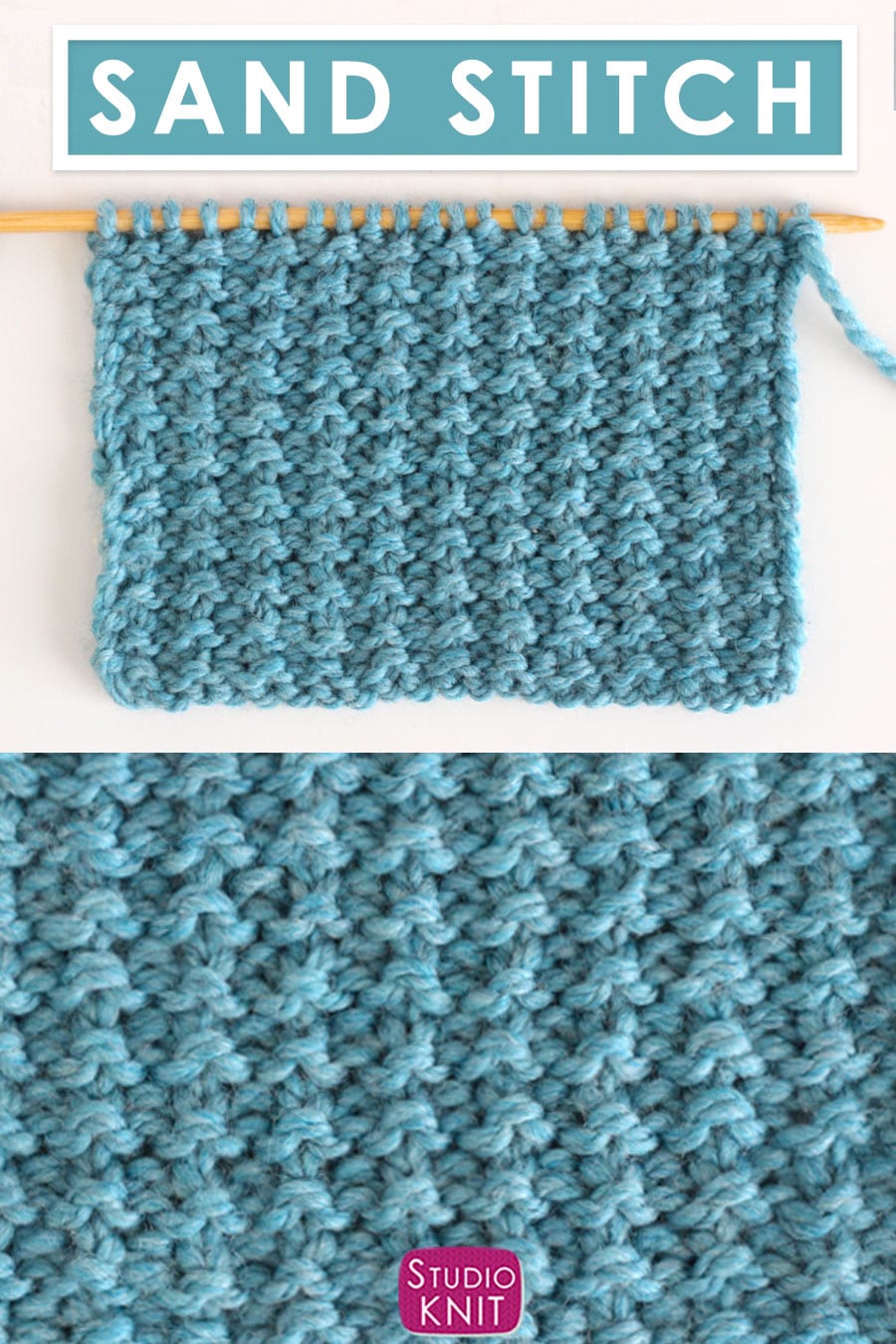 Sand Stitch Knitting Pattern for Beginners - Studio Knit