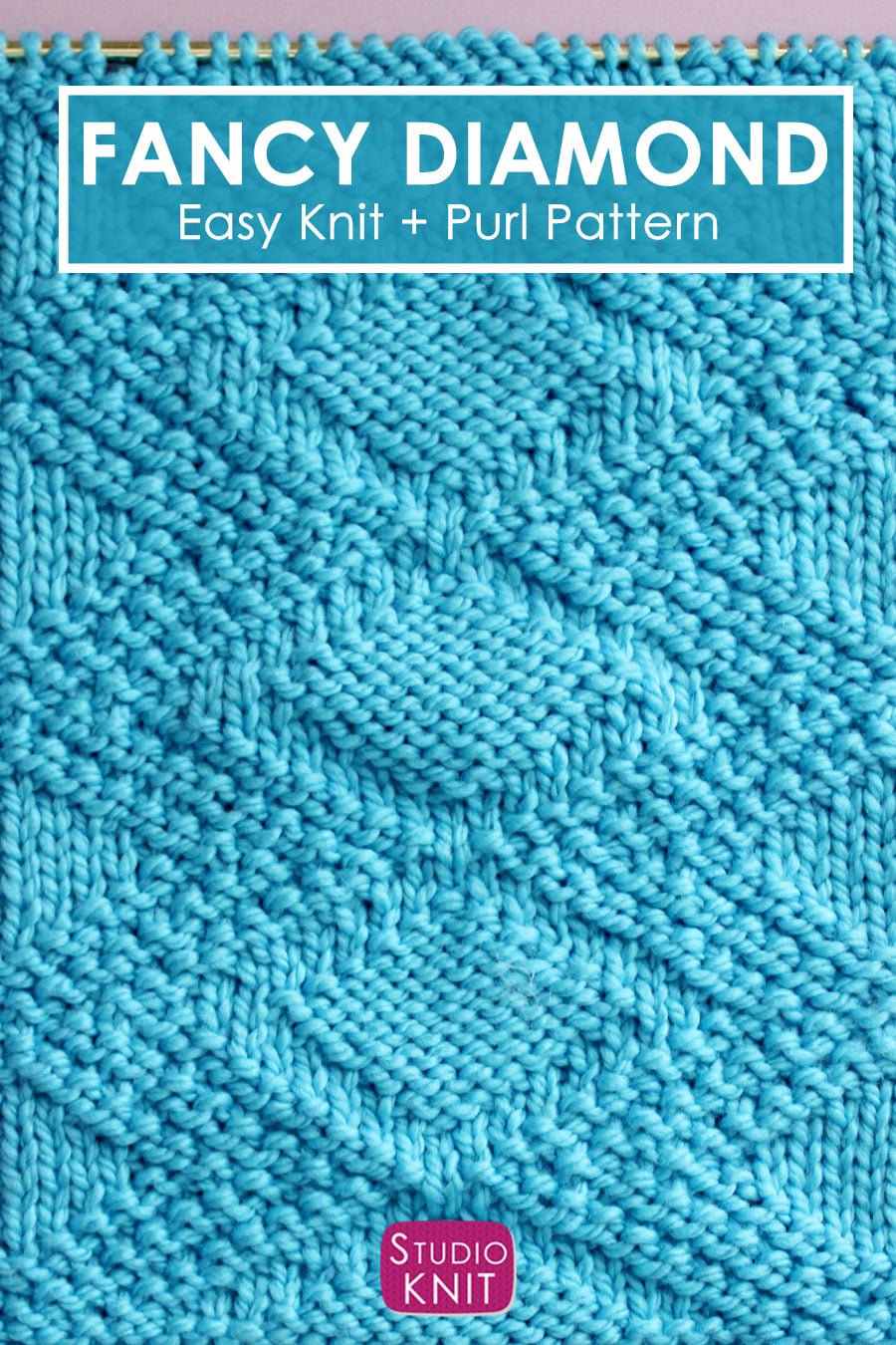 Fancy Diamond Stitch Knitting Pattern for Beginners - Studio Knit