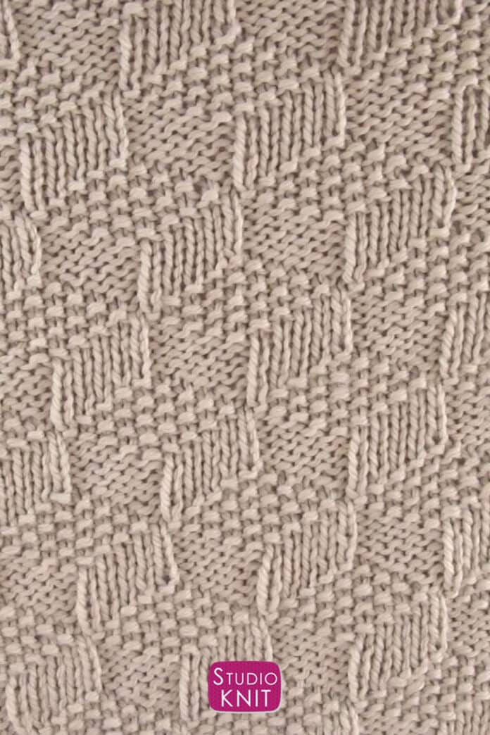 Knitted Blanket in Tumbling Blocks Pattern - Studio Knit