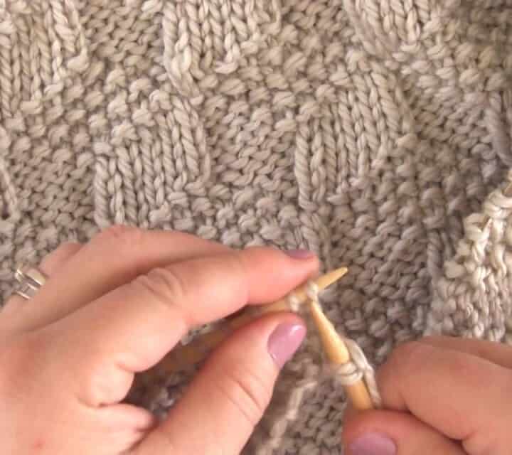 Knitted Blanket in Tumbling Blocks Pattern - Studio Knit