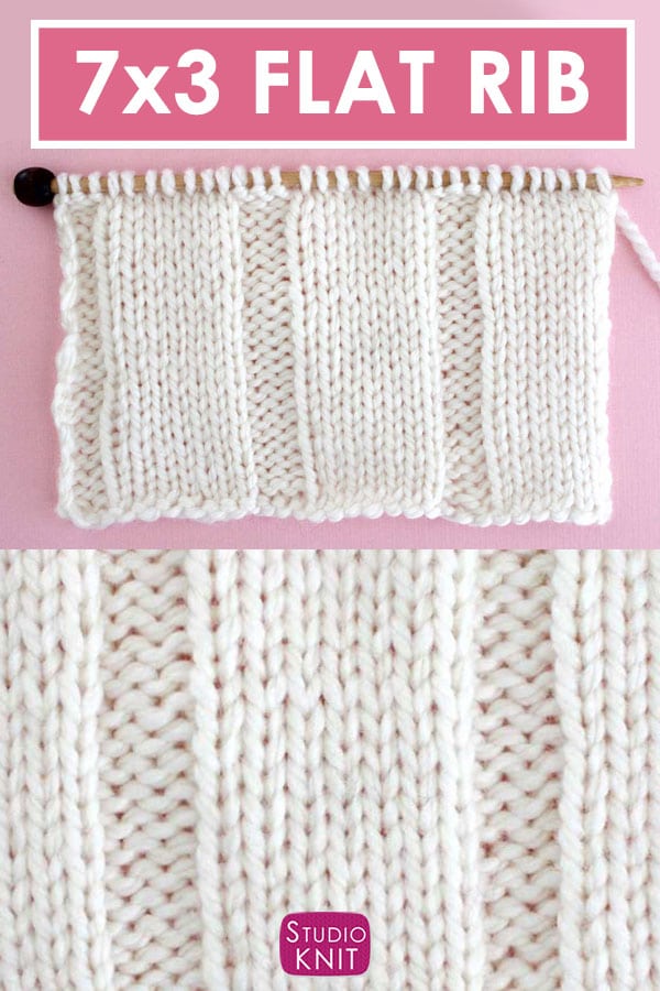 7x3 Flat Rib Stitch Knitting Pattern for Beginners - Studio Knit