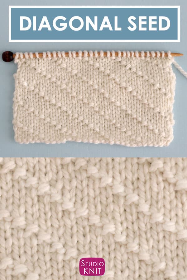 Diagonal Seed Stitch Knitting Pattern for Beginners | Studio Knit