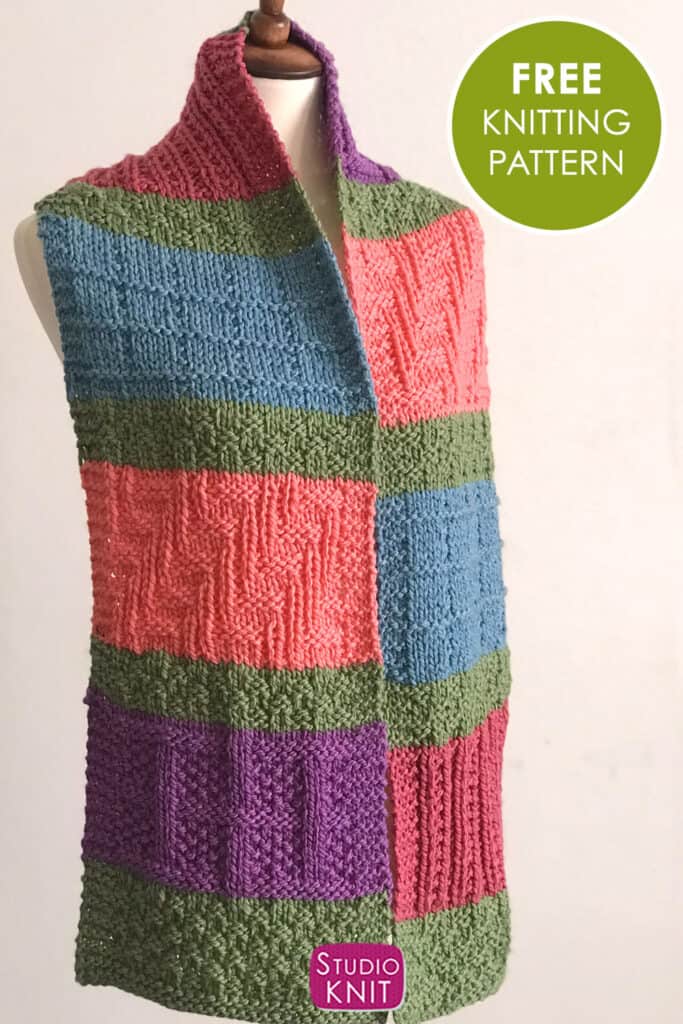 Easy Color Block Scarf Knitting Pattern - Studio Knit