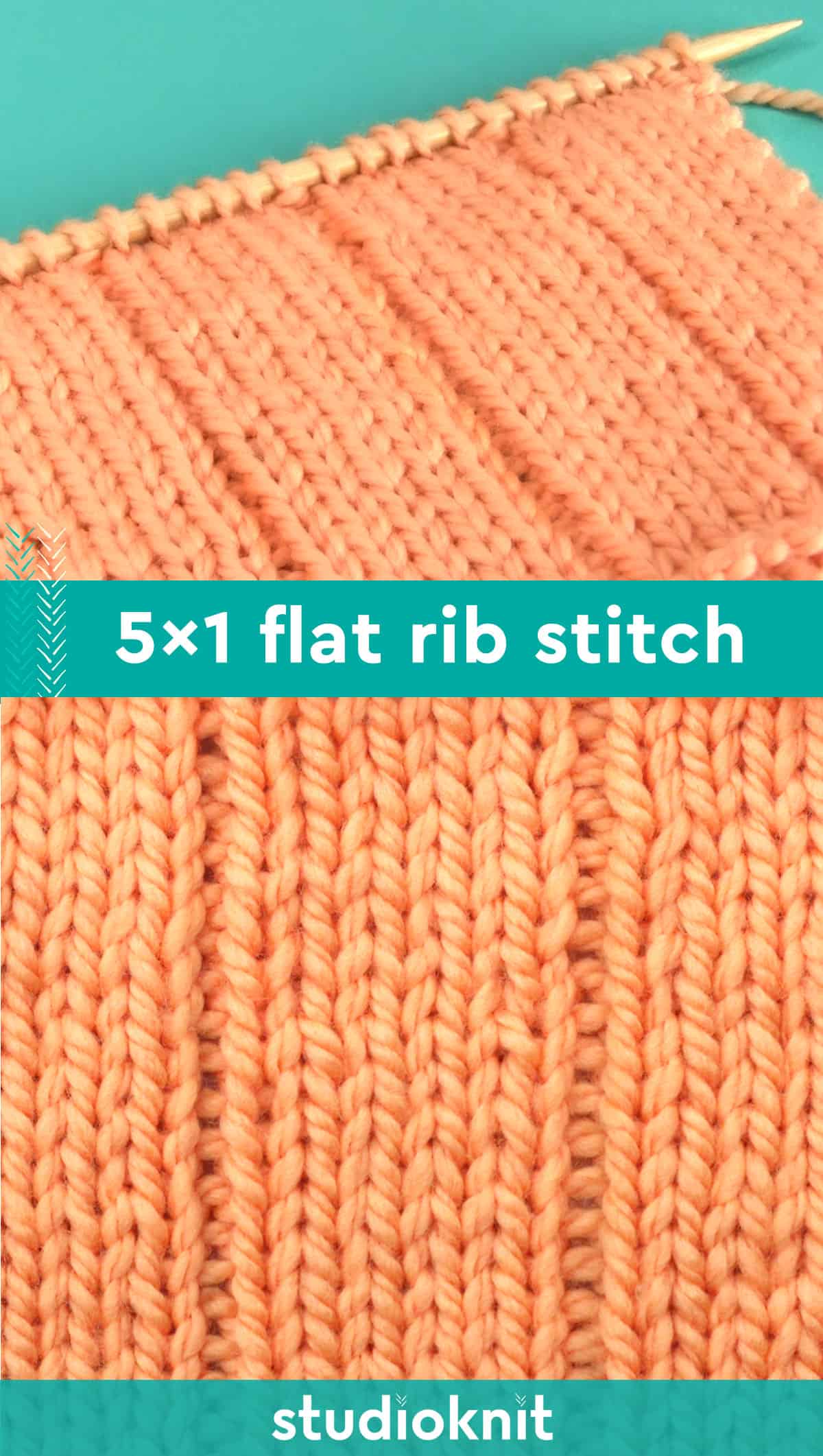 5x1 Flat Rib Stitch Knitting Pattern for Beginners - Studio Knit
