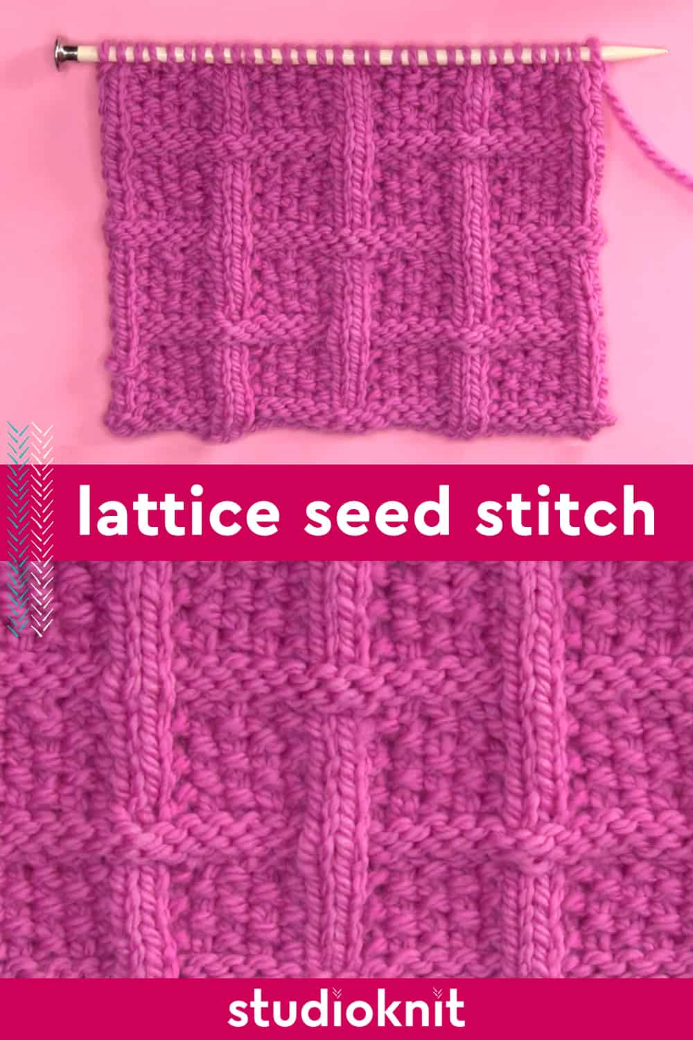 Lattice Seed Stitch Knitting Pattern for Beginners - Studio Knit