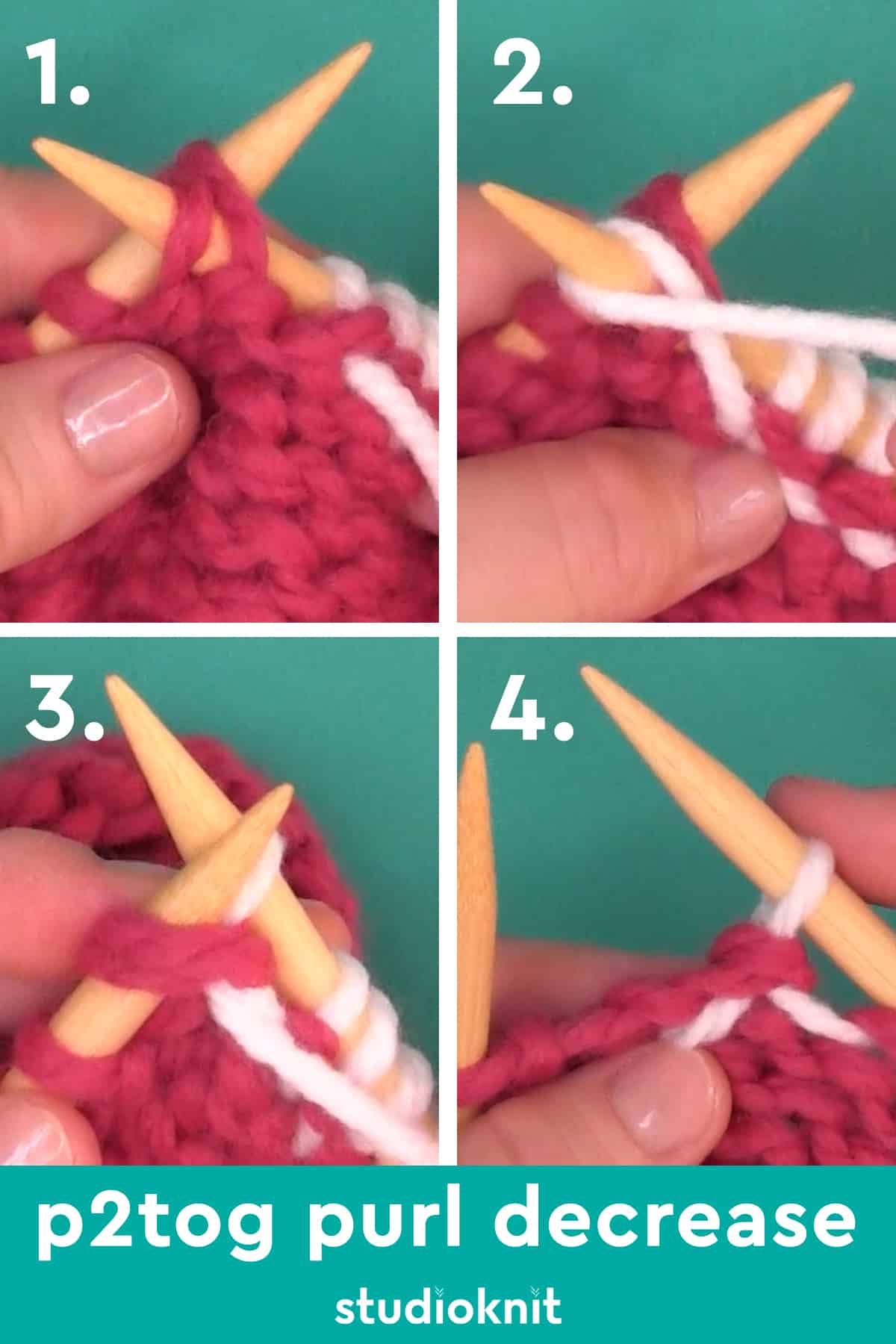 P2Tog Knitting • Purl Two Together Decrease - Studio Knit