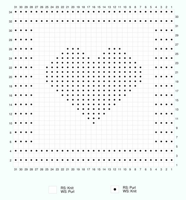 Easy Heart Square Stitch Knitting Pattern - Studio Knit
