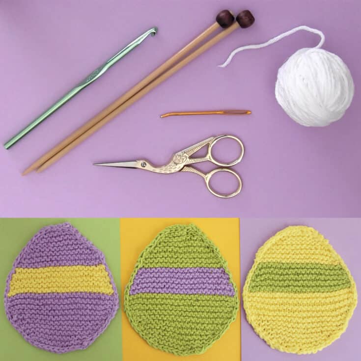 Easy Easter Egg Dishcloth Knitting Pattern - Studio Knit
