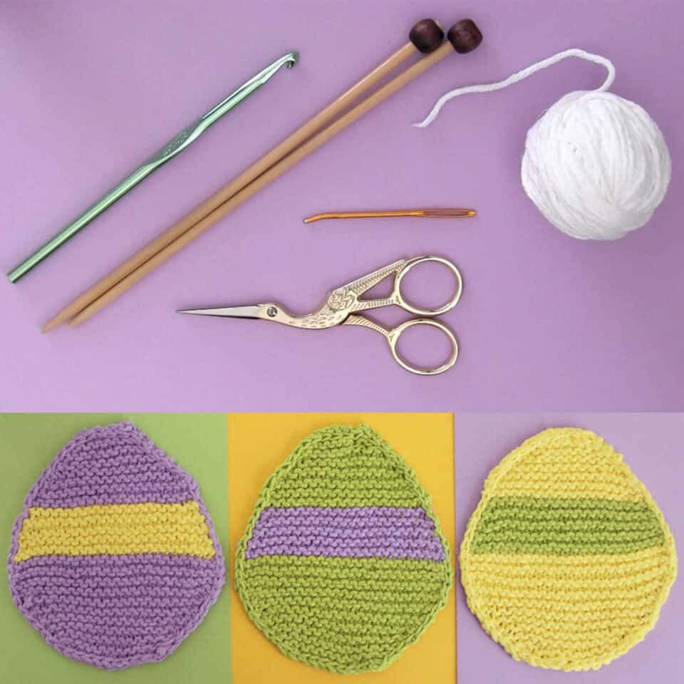 Easy Easter Egg Dishcloth Knitting Pattern - Studio Knit