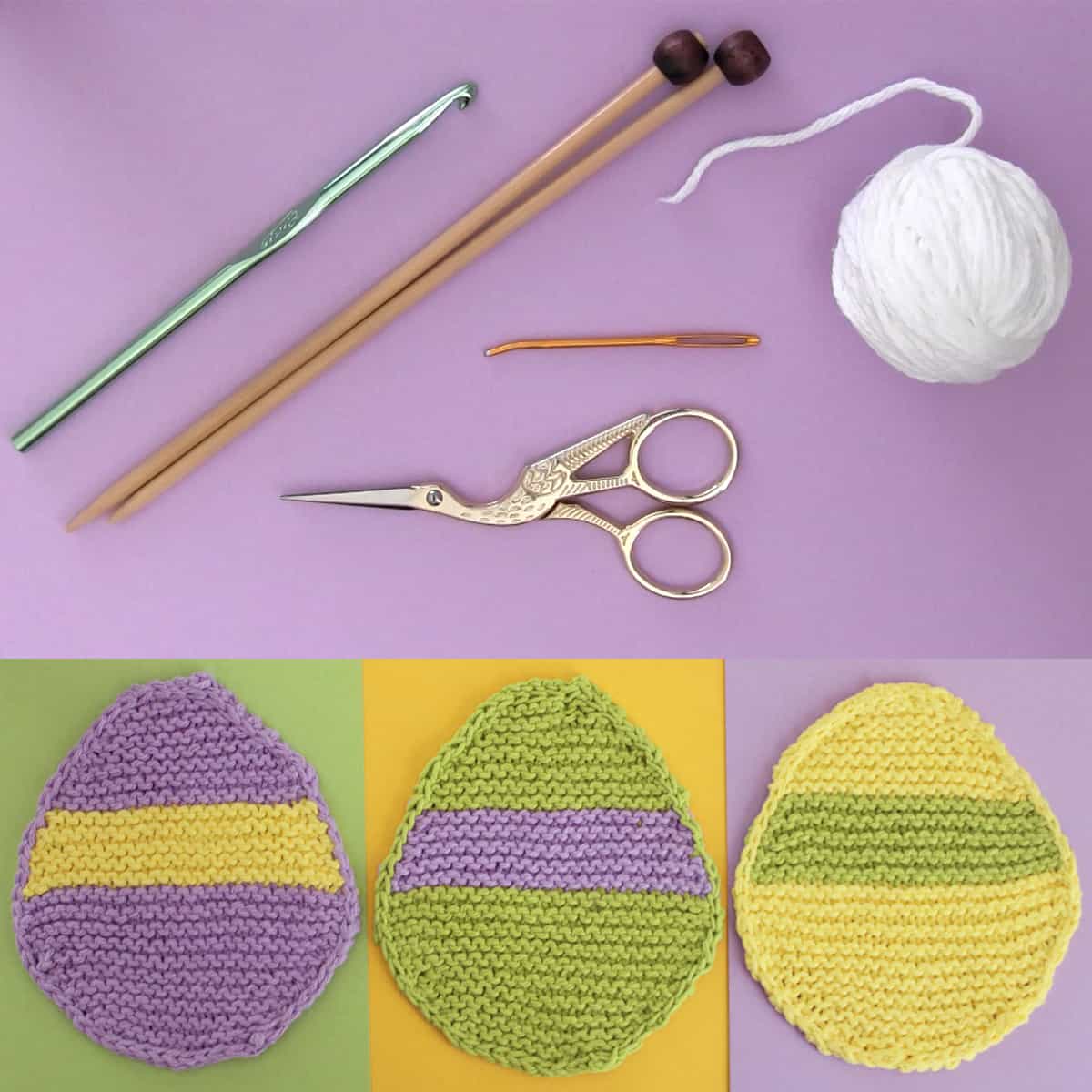Easy Easter Egg Dishcloth Knitting Pattern - Studio Knit
