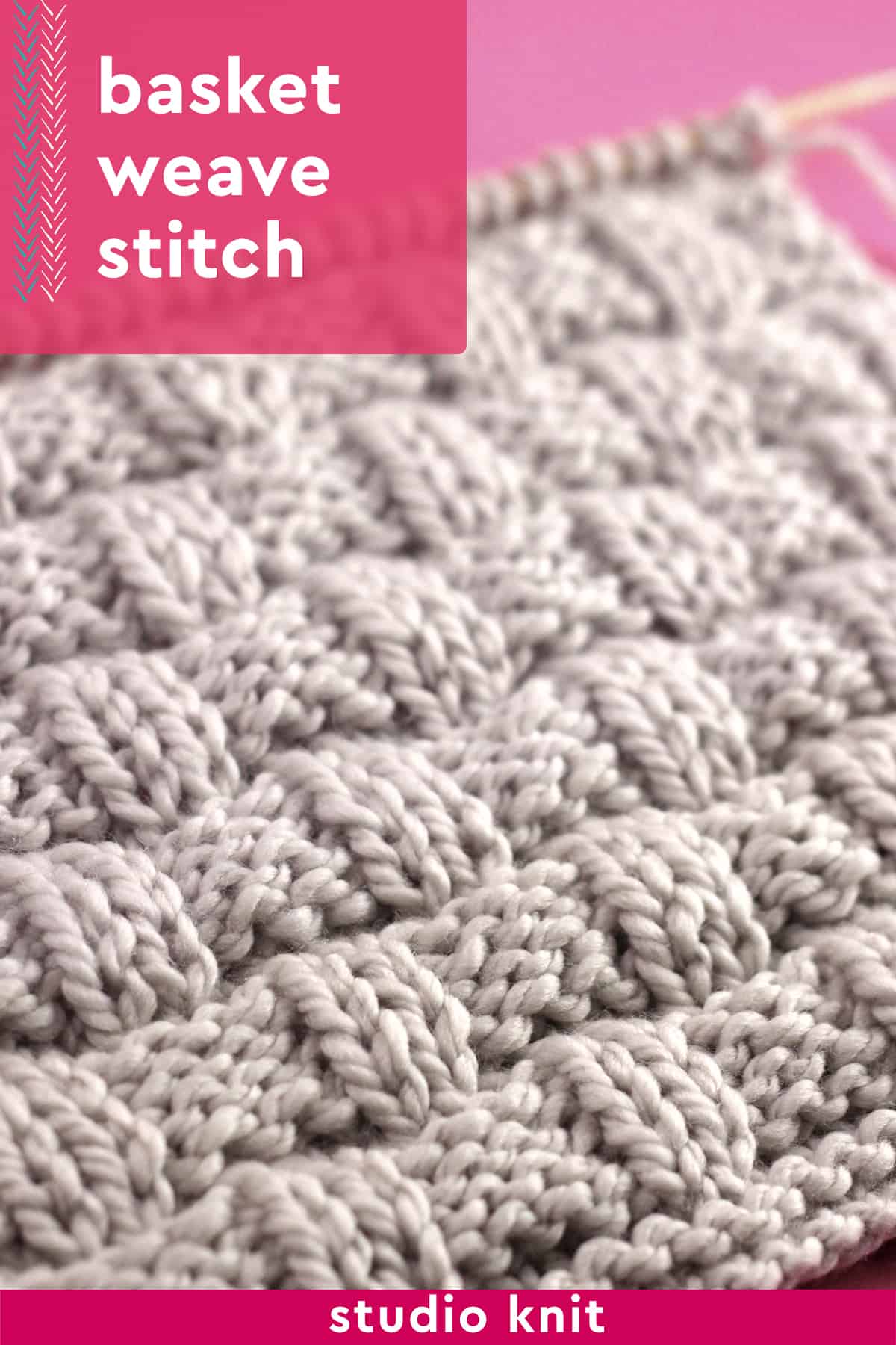 Basket Weave Stitch Knitting Pattern for Beginners - Studio Knit