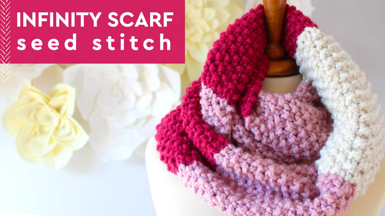 Seed Stitch Infinity Scarf Knitting Pattern - Studio Knit