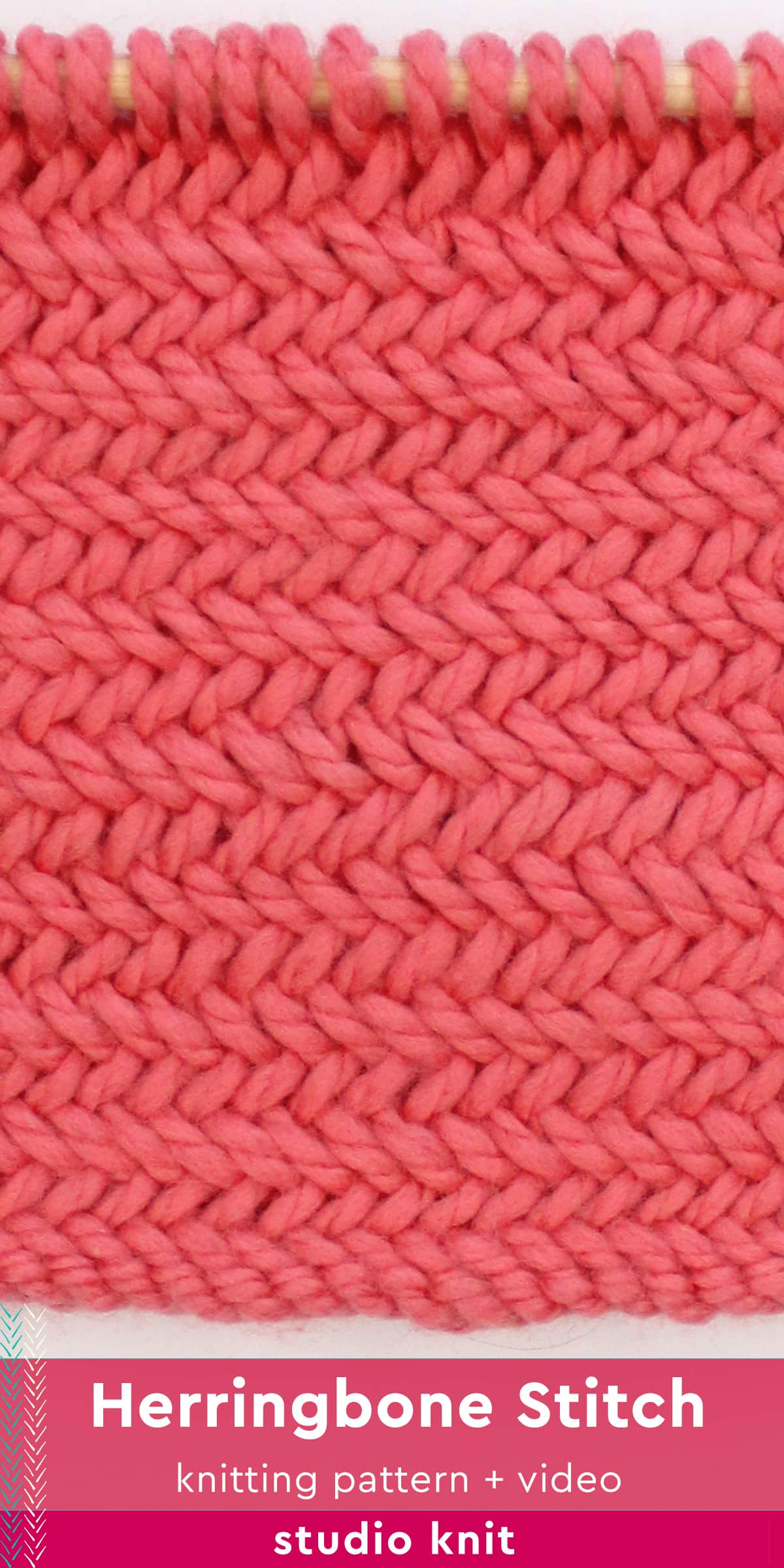 Horizontal Herringbone Stitch Knitting Pattern - Studio Knit