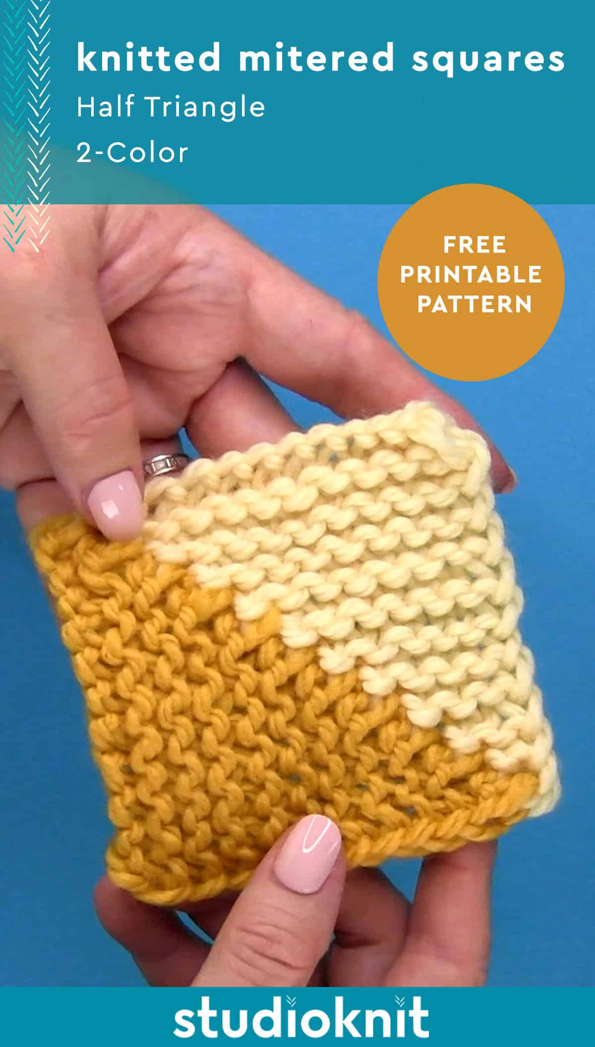 How to Knit 2-Color Mitered Square Half Triangles - Studio Knit