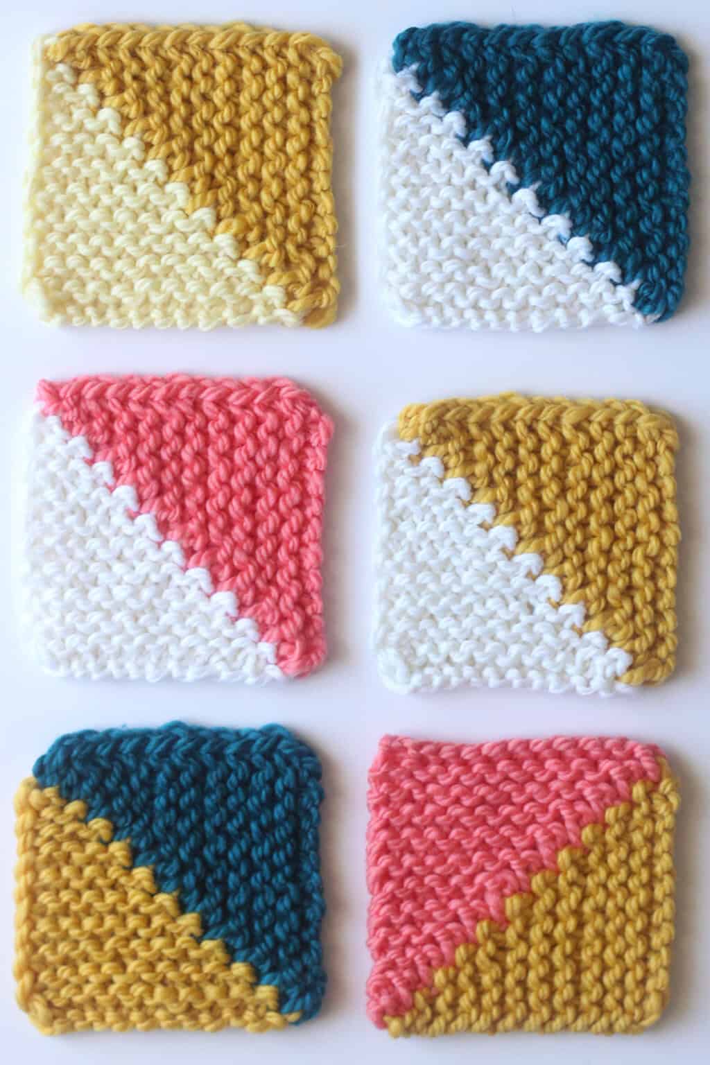 How to Knit 2-Color Mitered Square Half Triangles - Studio Knit