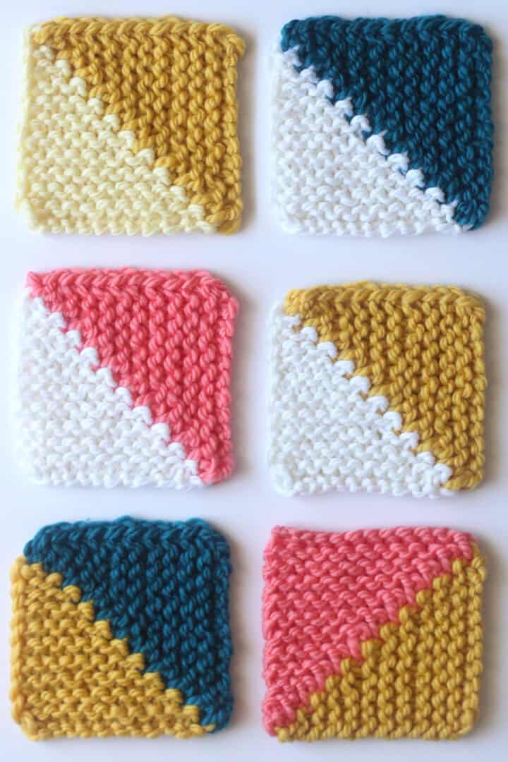 How to Knit 2-Color Mitered Square Half Triangles - Studio Knit